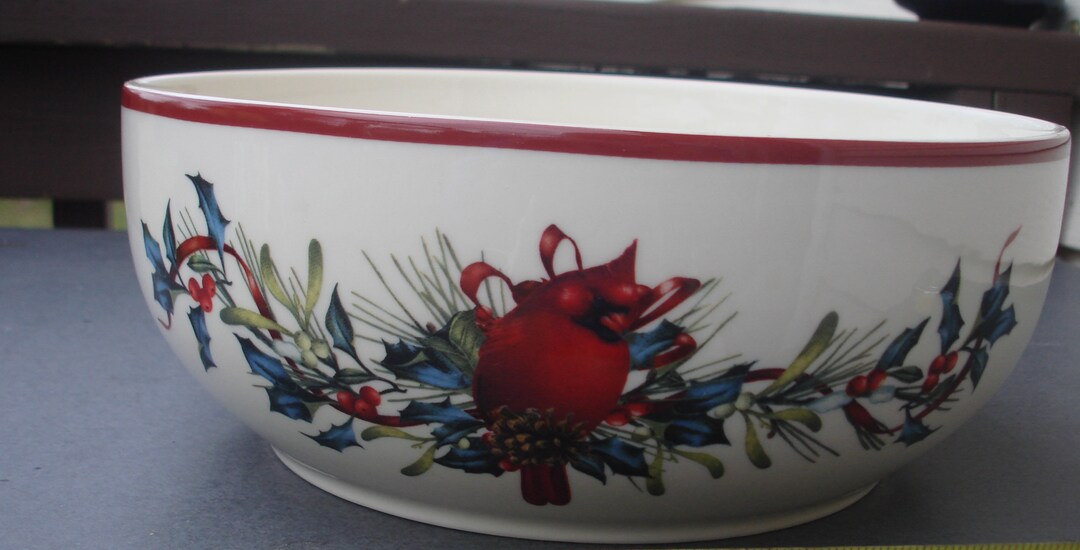 WINTER GREETINGS 10" Round Serving Bowl Lenox - Red Cardinals - Salad ...