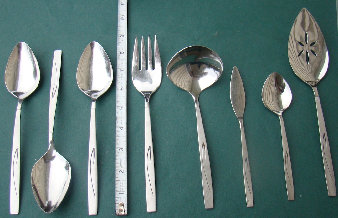 FLIGHT 8 Serving Pieces Oneida Community Stainless Flatware Spoons Pie ...