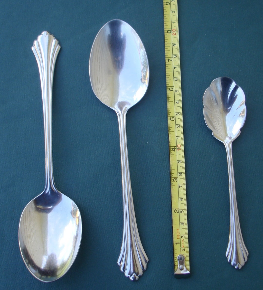 BANCROFT / FORTUNE 2 Serving Spoons and 1 Sugar Shell Oneida Stainless ...