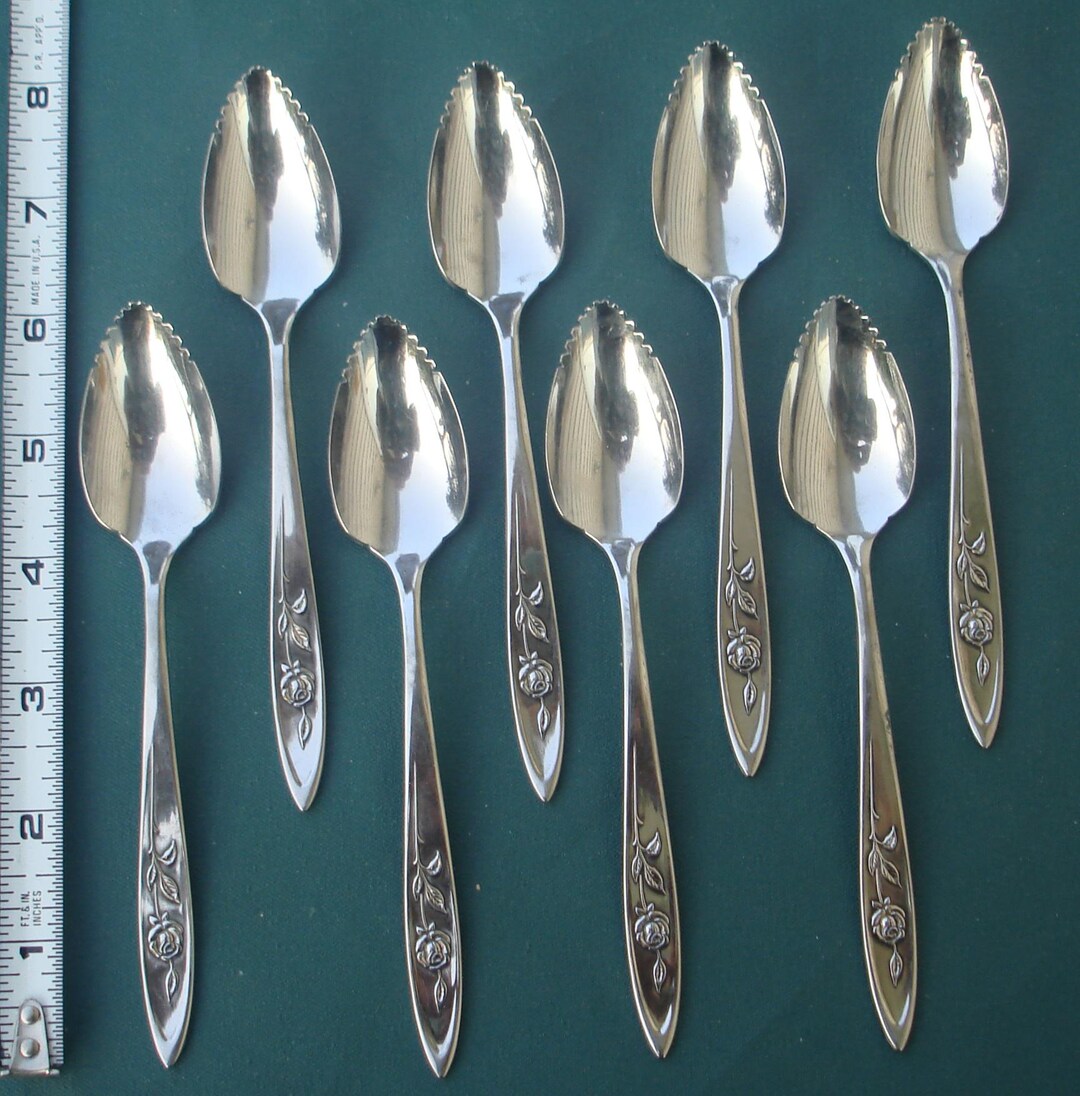 MY ROSE 8 Grapefruit Spoons 6" Oneida Community Betty Crocker Stainless ...