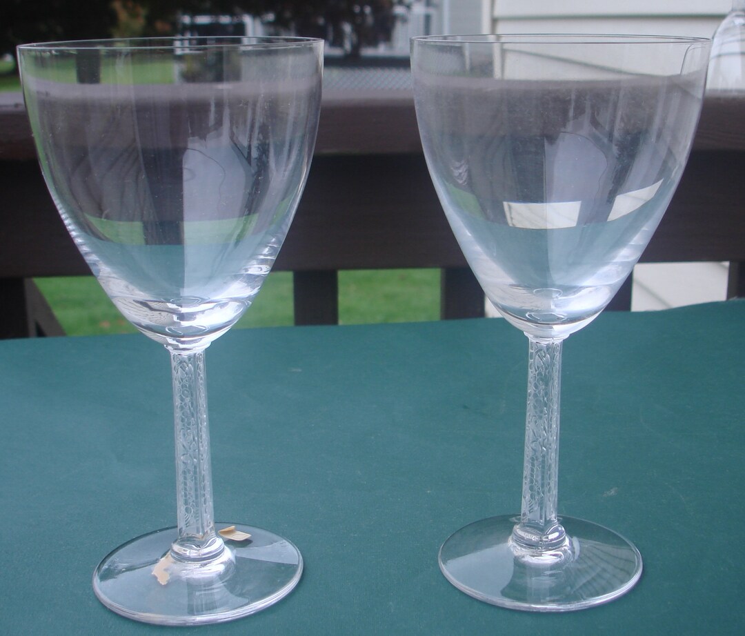 Lalique PHALSBOURG 2 Tall Water Goblets France Vintage Square Stem ...