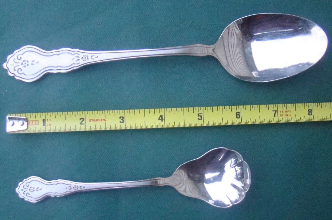 FOLK ART Serving Spoon and Sugar Shell Spoon Stainless by Oneida Ltd ...