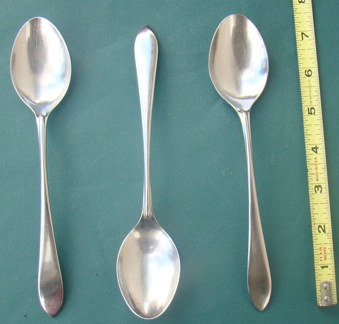 WMF Cromargan Germany STUART (pointed Tip) 3 Oval Soup Spoons 7 1/2 ...