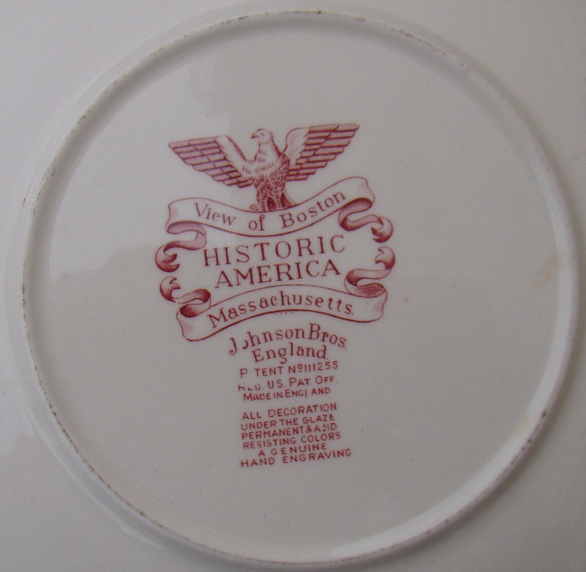 Historic America Underliner for Tureen Johnson Brothers Red /pink 11 1/ ...