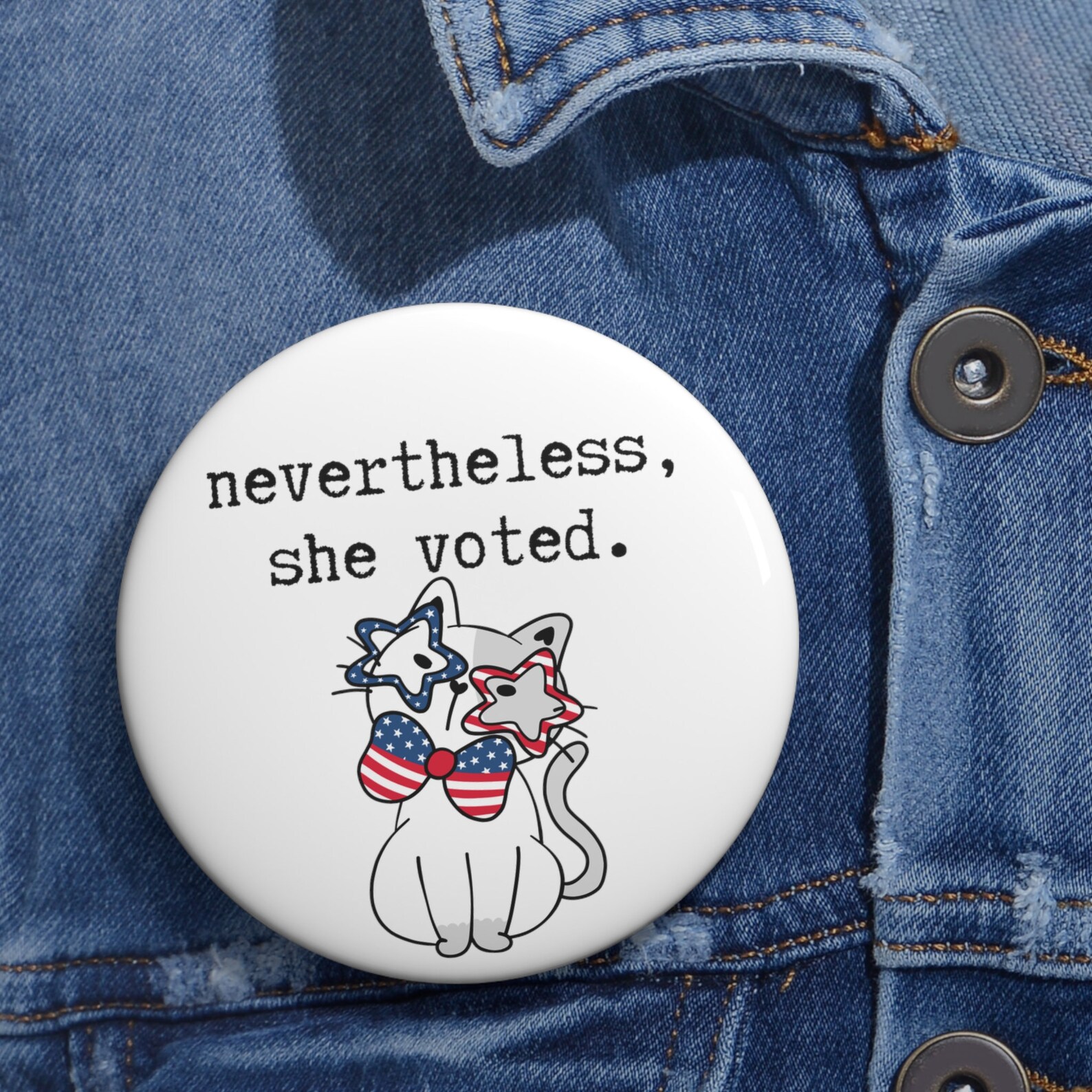 Coquette Vote Button | Cute Cat Backpack Pin | Election Pin | Political ...