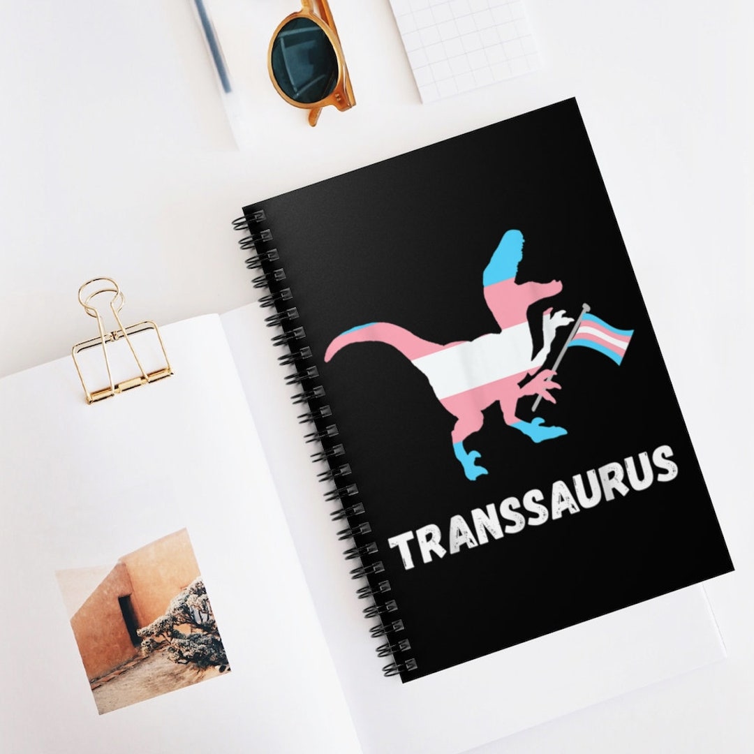 Cute Dinosaur Spiral Notebook | Trans Positivity Gift | Ruled Line ...