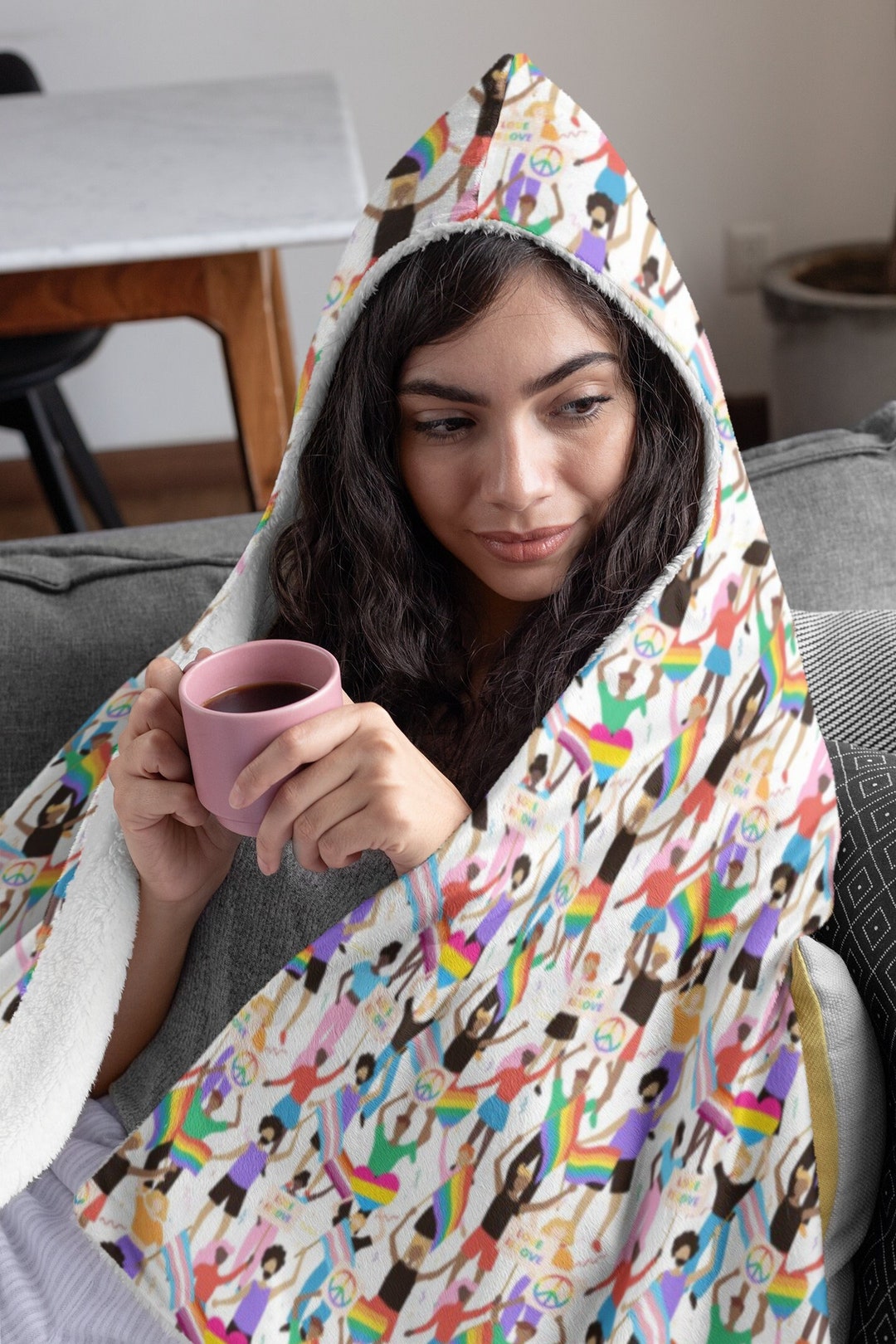 Pride Month LGBTQ Hooded Snuggle Blanket Cozy Blanket Rainbow Blanket ...