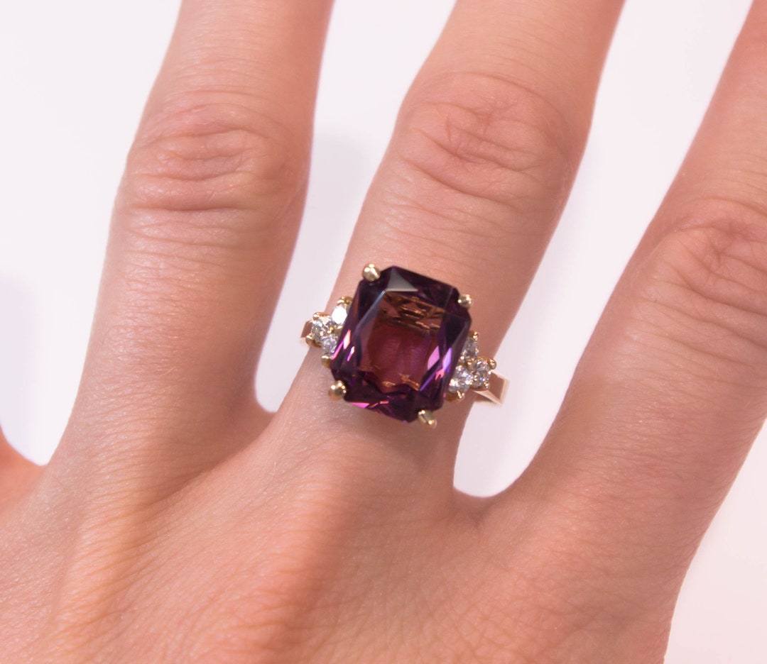 14K Purple Stone Diamond Ring - Etsy