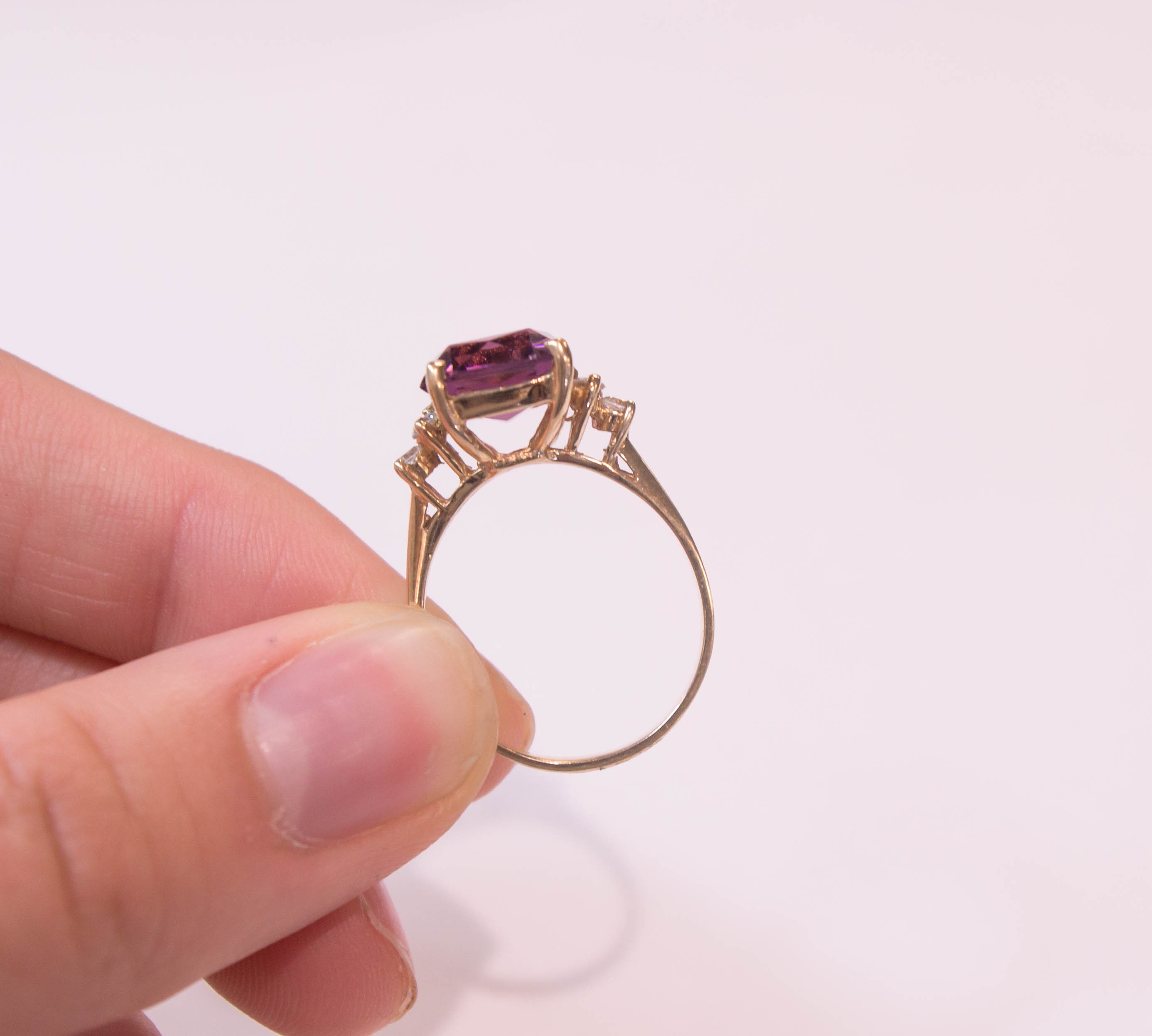 14K Purple Stone Diamond Ring - Etsy