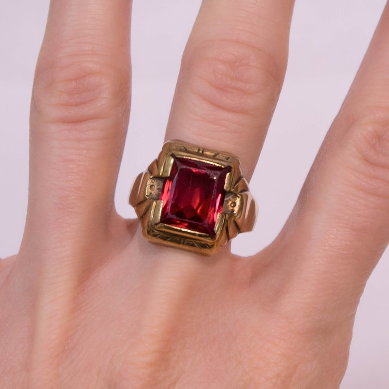 Red Stone Ring - Etsy