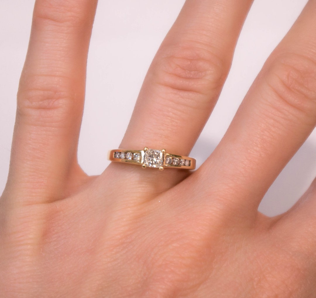 14K Princess Cut Diamond Ring - Etsy
