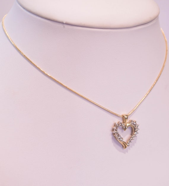 10K Vintage Diamond Heart Love Symbol Loop Pendant Ye… - Gem