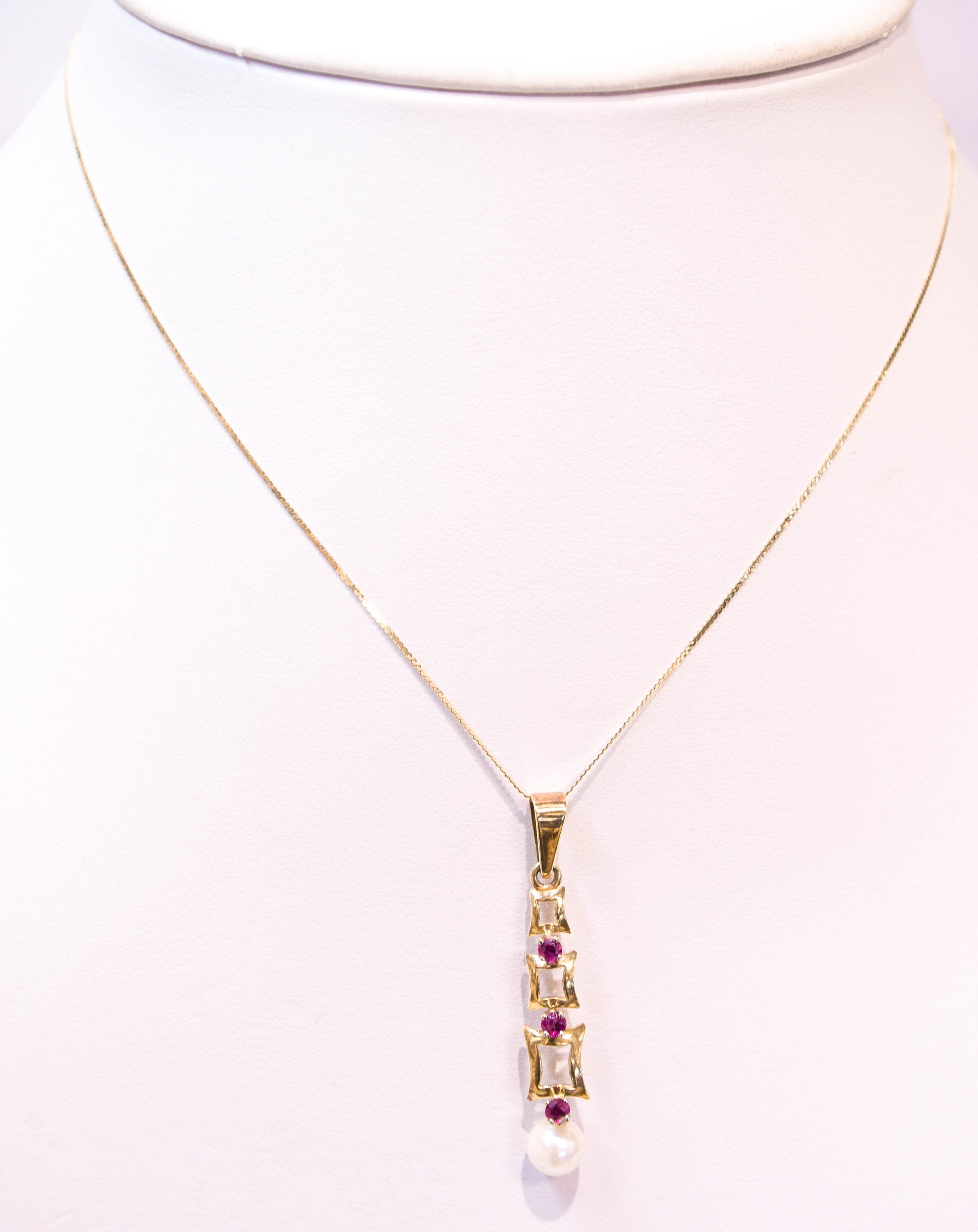 14k Pearl and Ruby Pendant - Etsy
