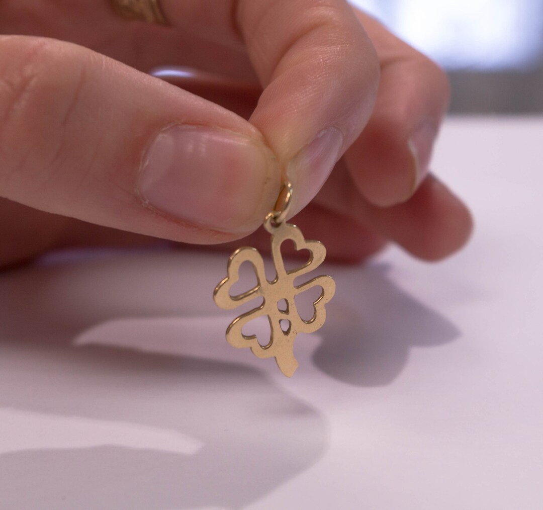 14K Four Leaf Pendant/charm - Etsy