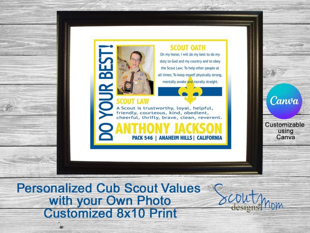Descarga imprimible de valores Cub Scout PERSONALIZADOS para - Etsy España
