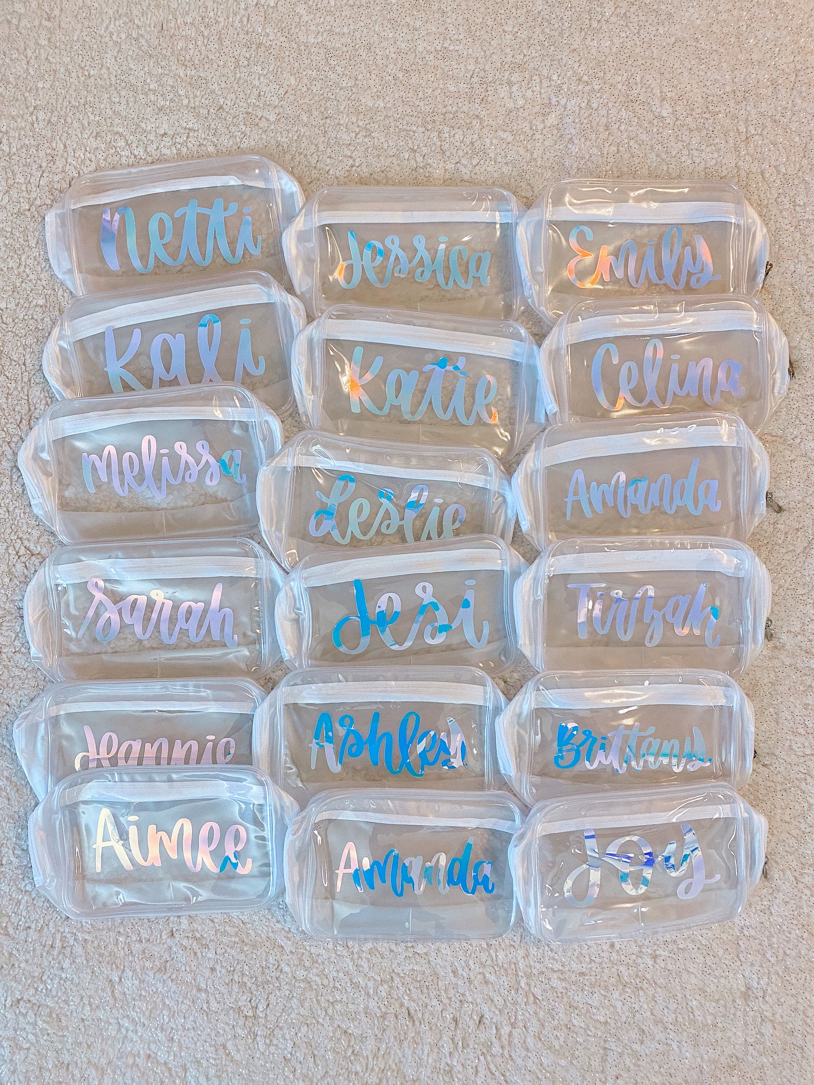 Clear Holographic Makeup/pencil Bag Custom Personalized - Etsy