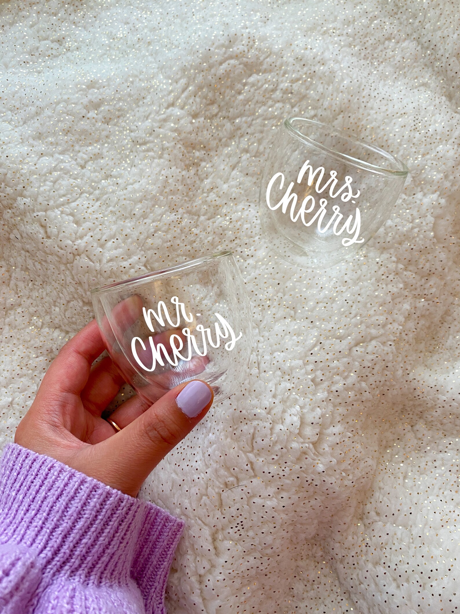 Set of 2 Custom Espresso Mugs | Double Wall Glass | Hand Lettered | 4oz ...