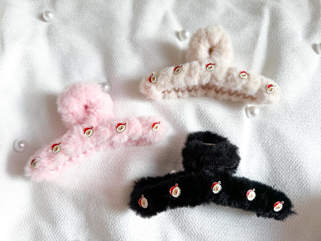 Fuzzy Christmas Santa Claw Clip - Etsy