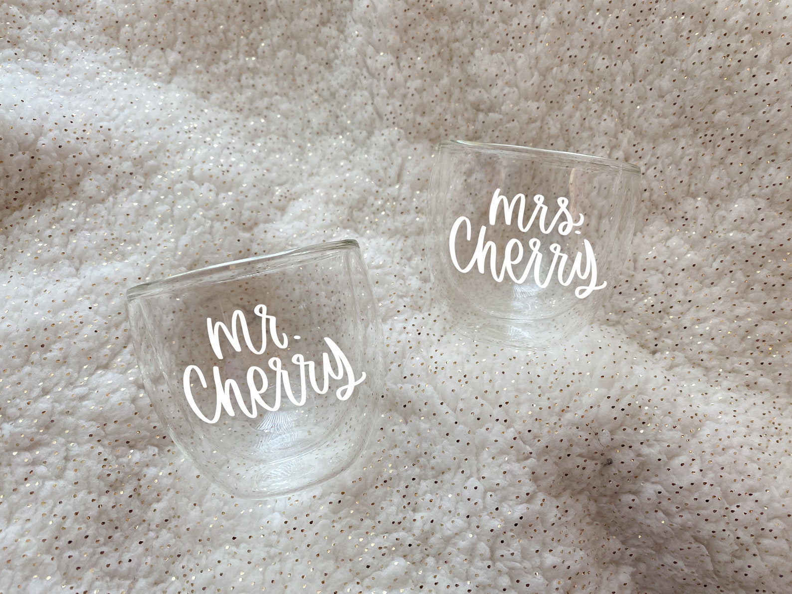 Set of 2 Custom Espresso Mugs | Double Wall Glass | Hand Lettered | 4oz ...