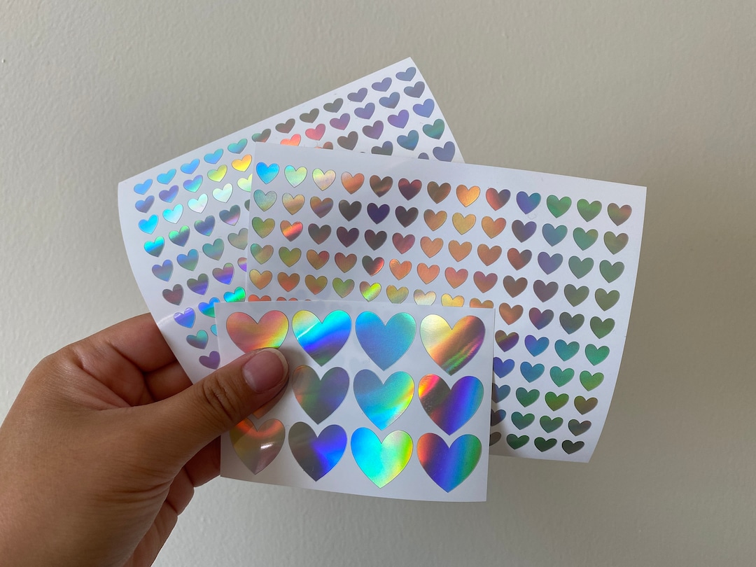 Mini Holographic Heart Stickers - 250 Small Hearts & 12 Medium Hearts ...