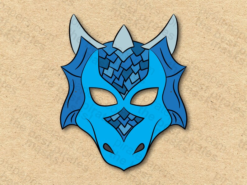 Blue Dragon Mask Printable Paper DIY for Kids and Adults. PDF - Etsy