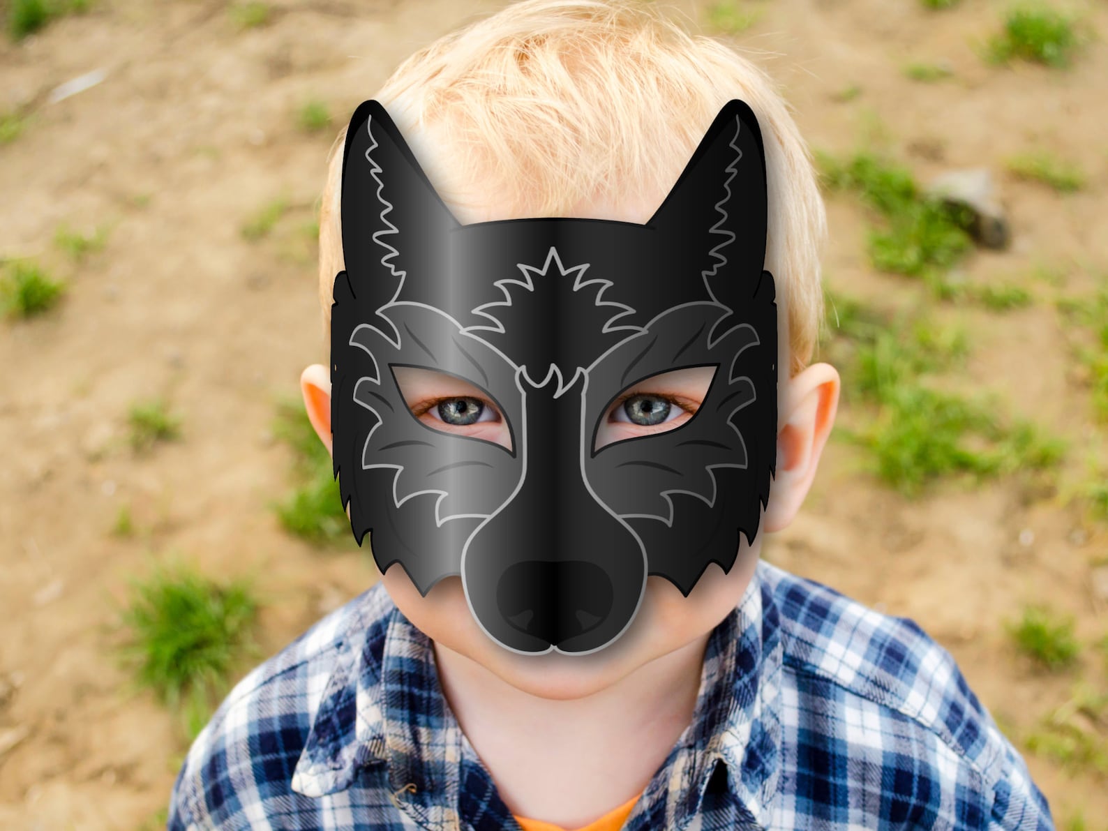 Black Wolf Mask Printable, Paper DIY for Kids and Adults. PDF Template ...