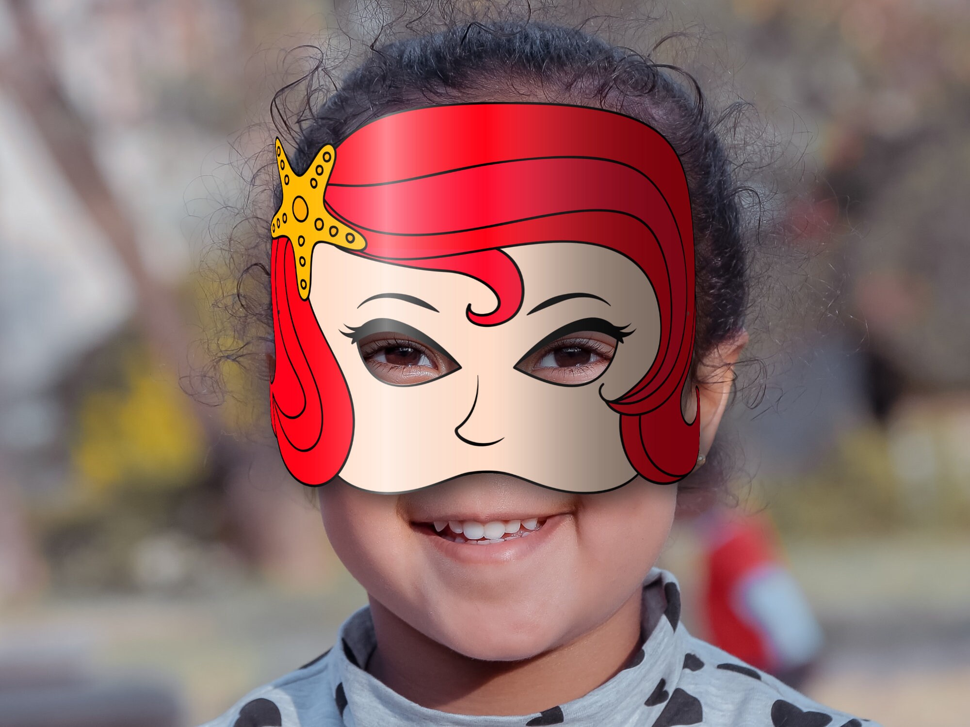 Little Mermaid Mask Printable, Paper DIY for Kids and Adults. PDF ...
