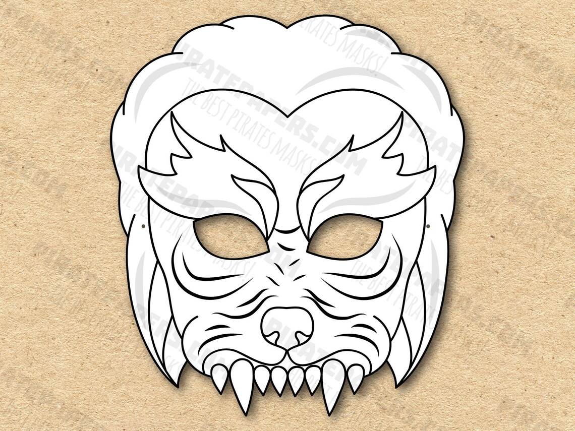 Mythical Creatures 2 Masks Printable Coloring, Unicorn, Werewolf, Elf ...