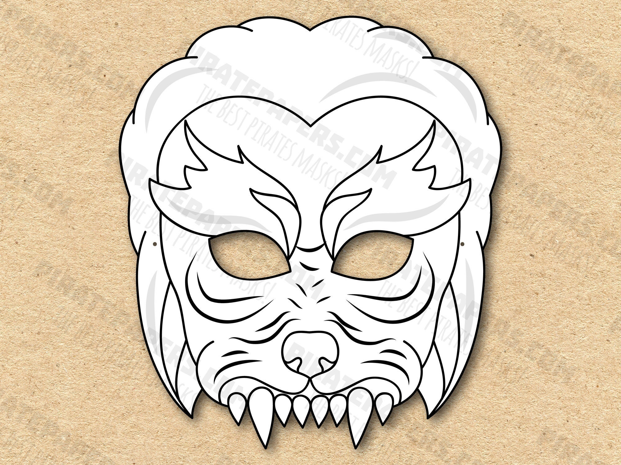 Werewolf Masks Printable Color Coloring, Paper DIY for Kids and Adults ...