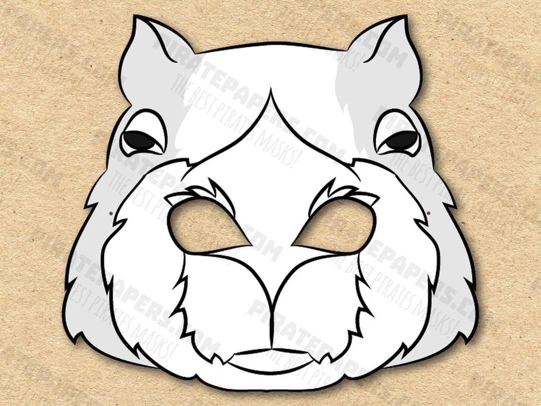 Capybara Mask Printable Coloring, Paper DIY for Kids and Adults. PDF ...