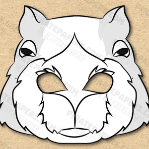 Capybara Masks Printable Color + Coloring, Paper DIY for Kids and ...