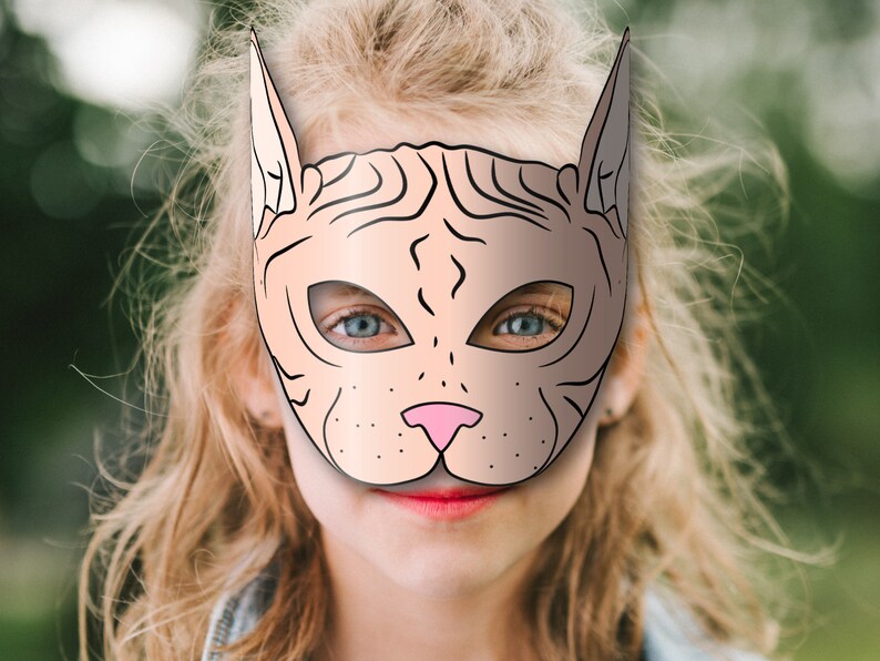Cat Sphynx Mask Printable Breed, Paper DIY for Kids and Adults. PDF ...