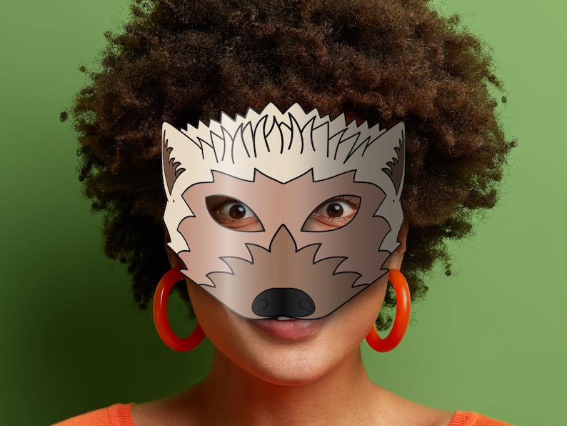 Hedgehog Mask Printable, Paper DIY for Kids and Adults. PDF Template ...
