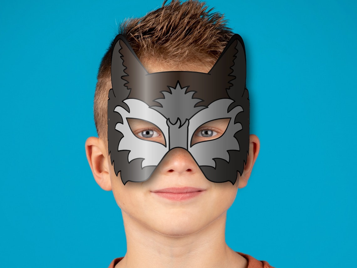 Wolf Mask Printable, Paper DIY for Kids and Adults. PDF Template ...