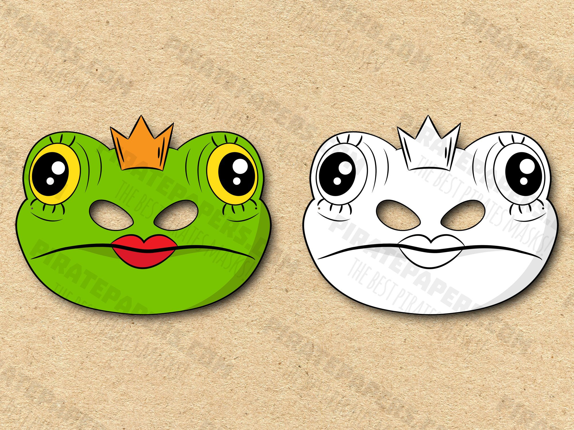 Frog Princess Masks Printable Color Coloring, Paper DIY for Kids and ...