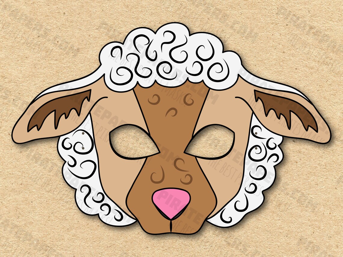 Máscaras de Oveja Imprimibles Color + Colorante, Papel DIY para Niños y ...