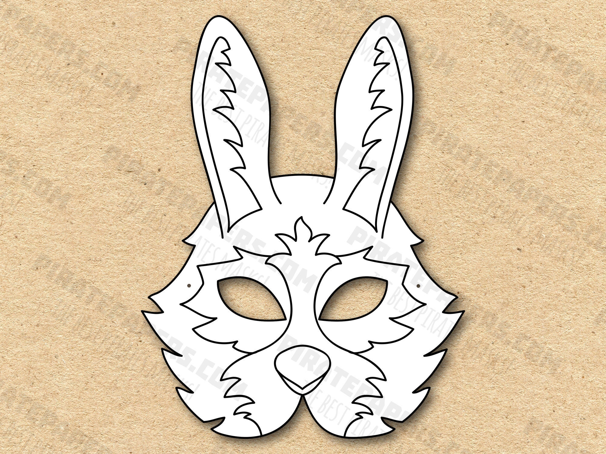 Bunny Mask Printable Coloring, Paper DIY for Kids and Adults. PDF ...