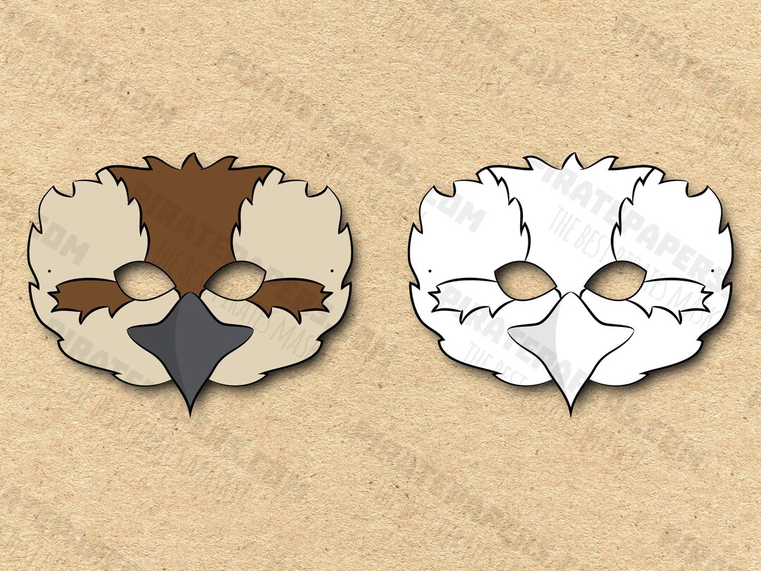 Bird Kookaburra Masks Printable Color + Coloring, Paper DIY for Kids ...