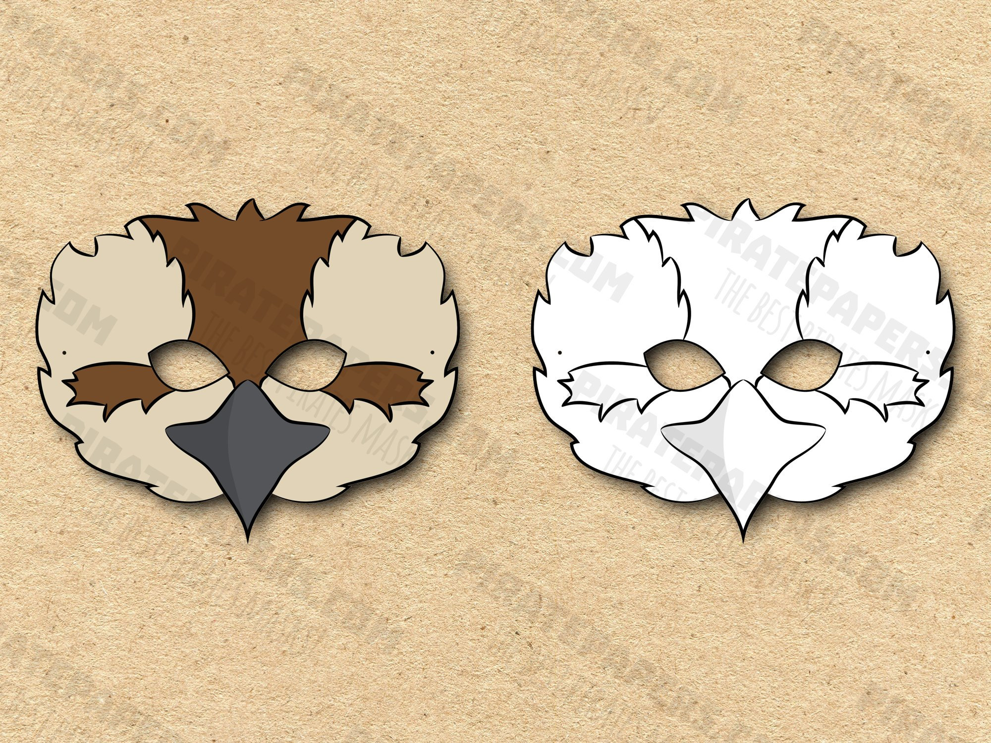 Bird Kookaburra Masks Printable Color Coloring, Paper DIY for Kids and ...