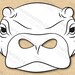 Hippo Masks Printable Color Coloring, Paper DIY for Kids and Adults ...