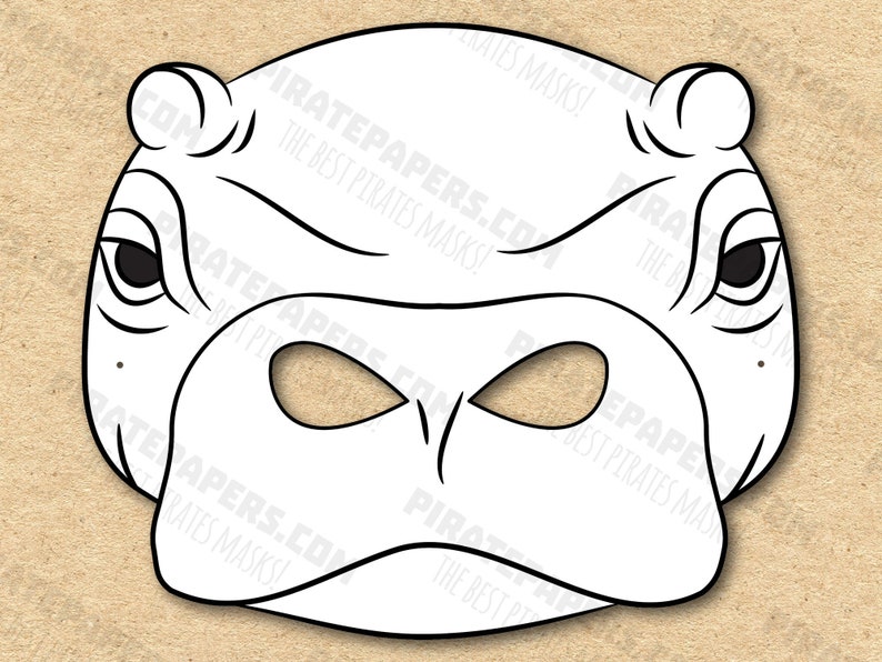 African Animals Masks Printable Coloring, Elephant, Giraffe, Hippo ...