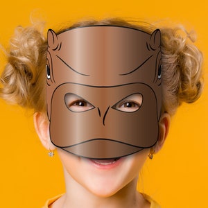 Hippo Mask Printable, Paper DIY for Kids and Adults. PDF Template ...