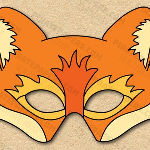 Fox Mask Printable, Paper DIY for Kids and Adults. PDF Template ...