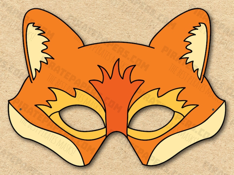 Fox Masks Printable Color Coloring, Paper DIY for Kids and Adults. PDF ...