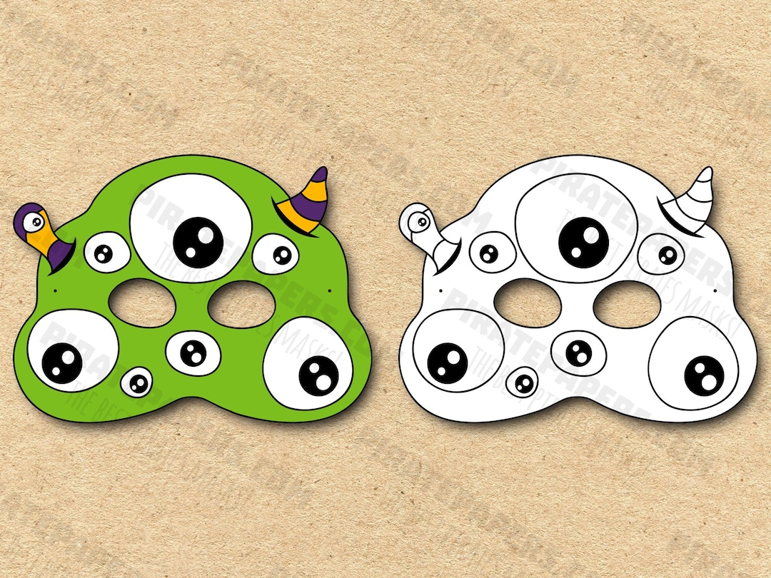 Monster #6 Masks Printable Color + Coloring, Paper DIY for Kids and ...