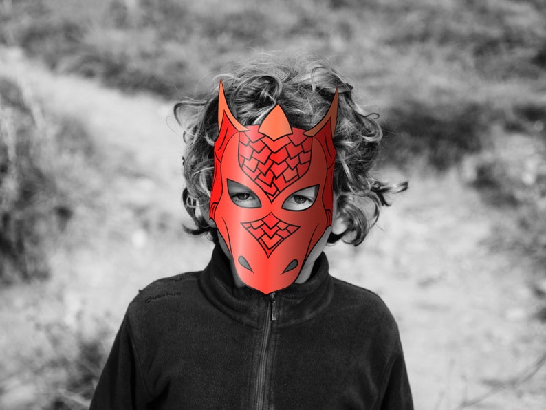 Red Dragon Mask Printable Paper DIY for Kids and Adults. PDF - Etsy