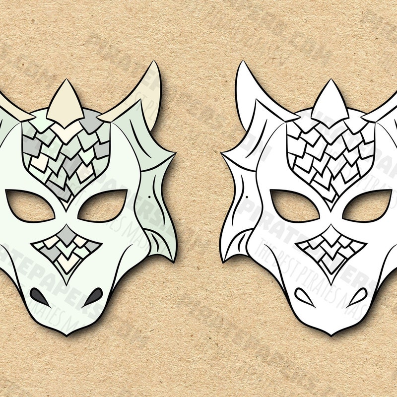 Dragon Mask Coloring Page - Etsy