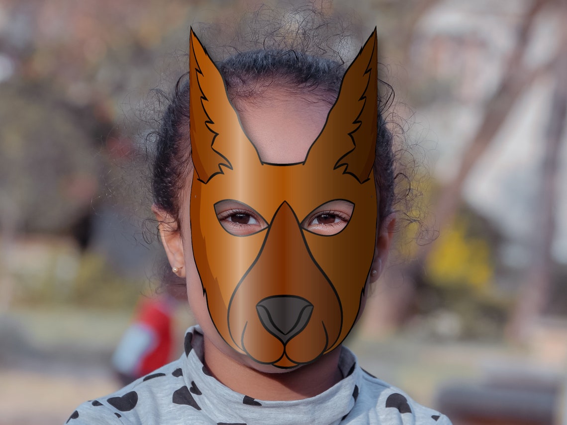 Kangaroo Mask Printable, Paper DIY for Kids and Adults. PDF Template ...