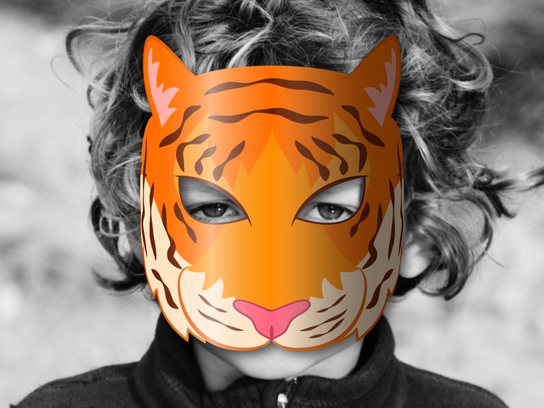 Tiger Masks Printable Color Coloring Paper DIY for Kids and - Etsy
