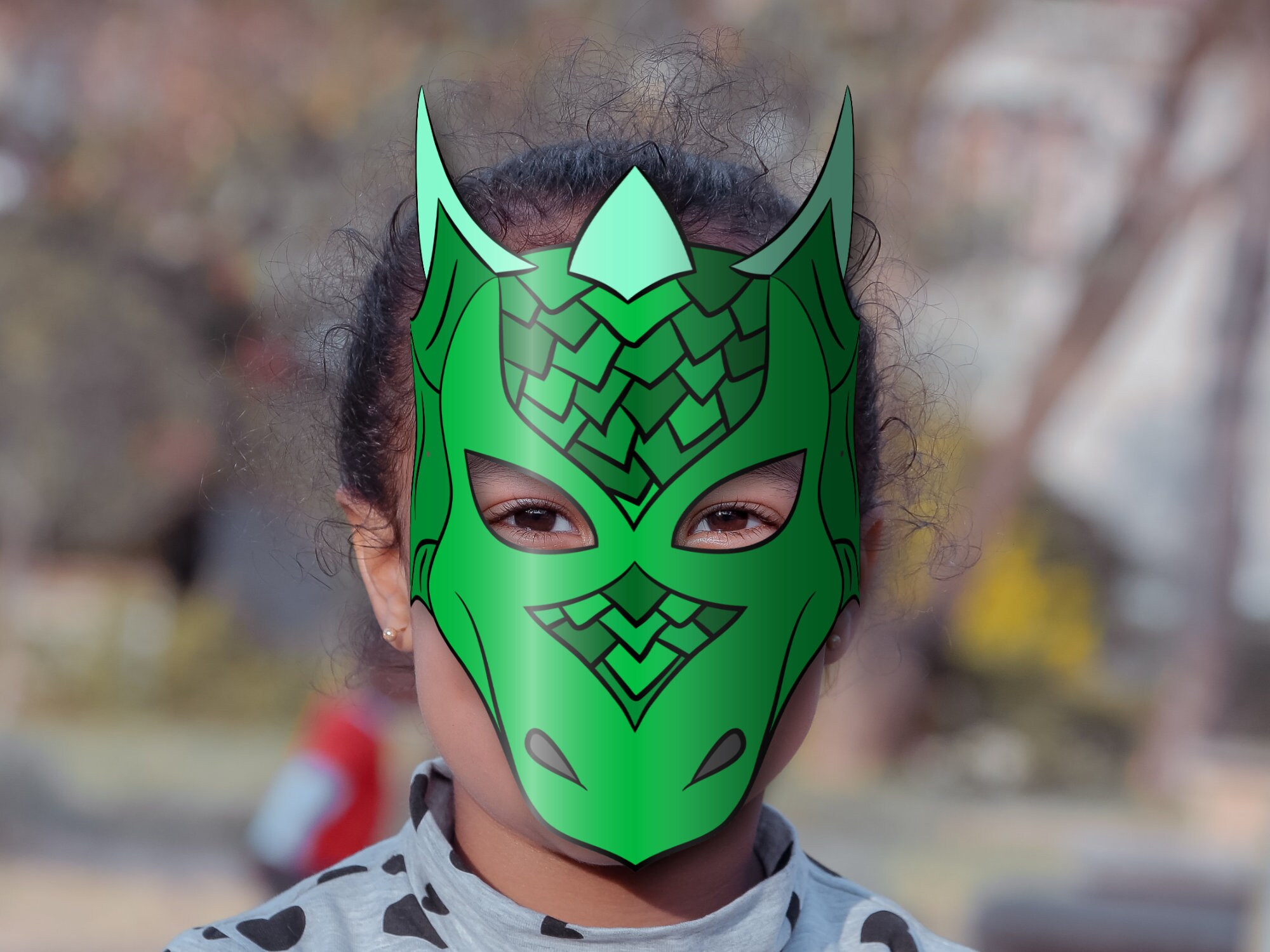 Green Dragon Mask Printable, Paper DIY for Kids and Adults. PDF ...